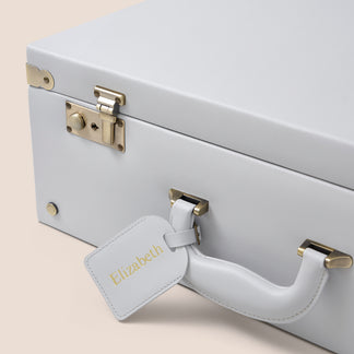 Personalised Large Keepsake Case | Memory Box | Grey | meminio